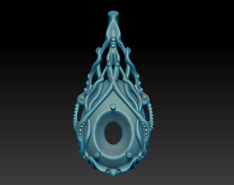 Pendant 3D model with an oval stone, obj jewelry