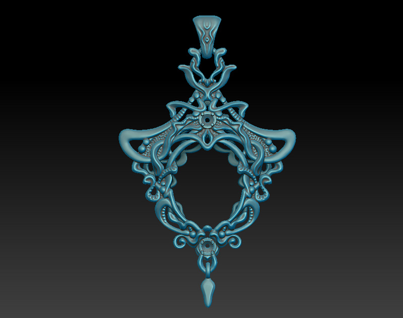 STL and OBJ files pendant model with a stone, 3d jewelry