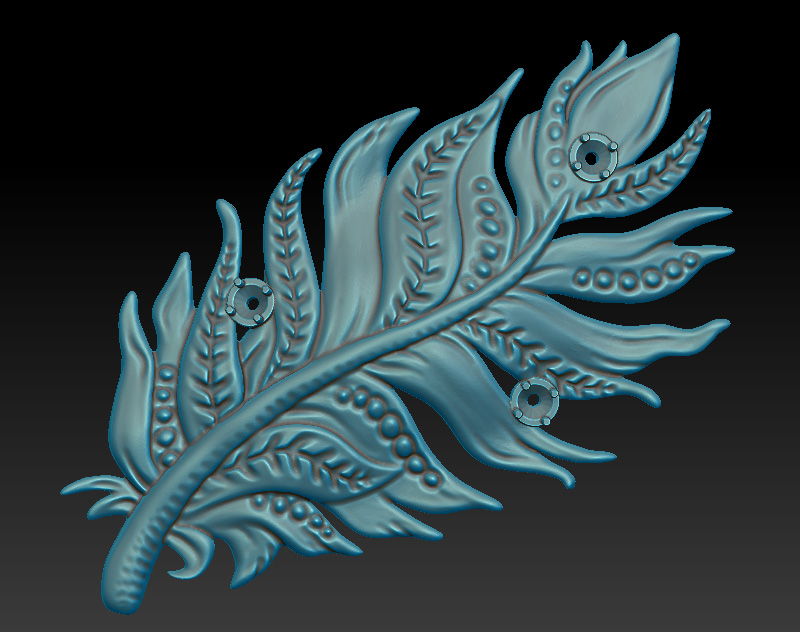 Feather brooch, stl file ready to print, 3d jewelry
